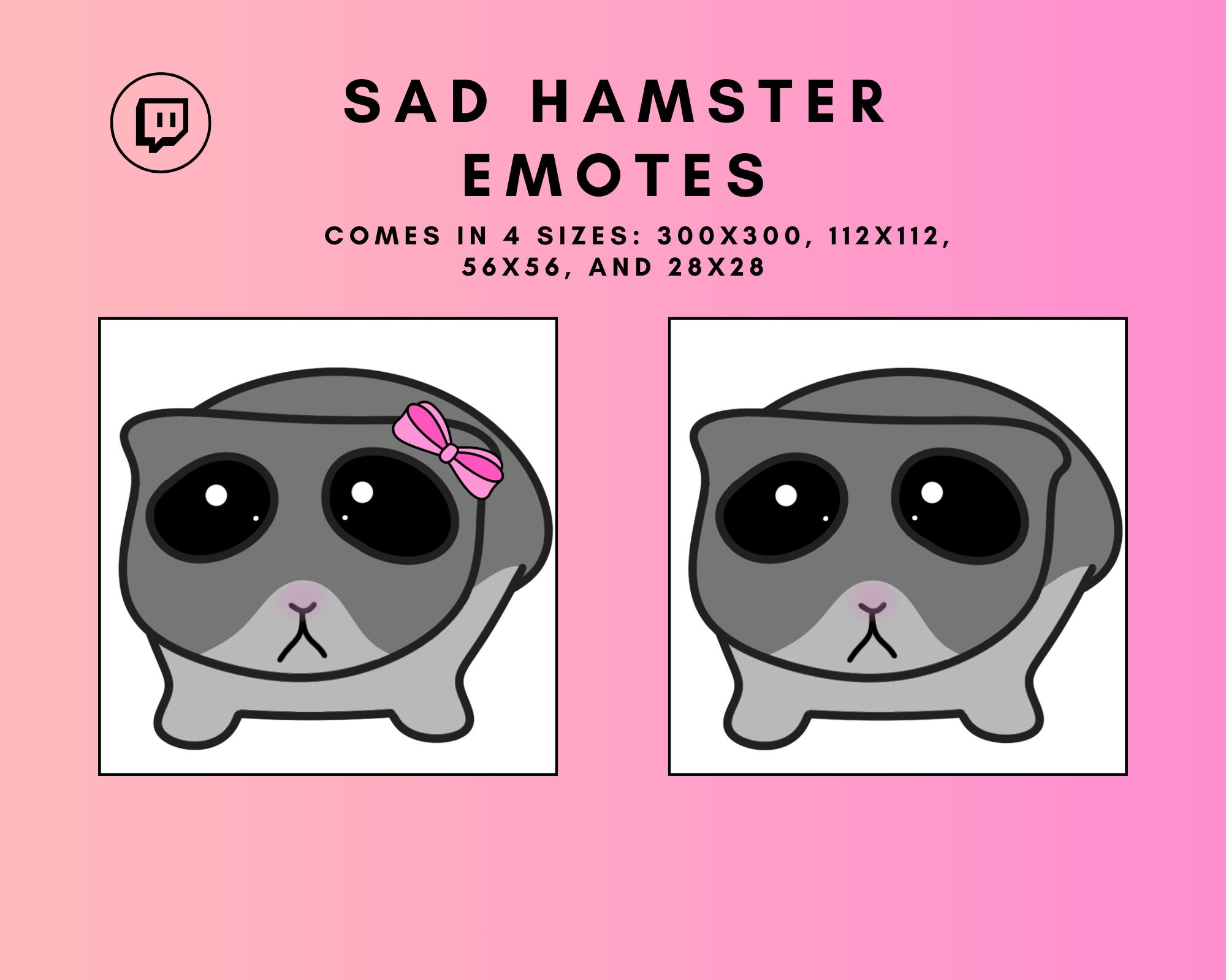 Twitch Emote, Sad Hamster, 2 Pack of Emotes, for Streamers - Instant ...