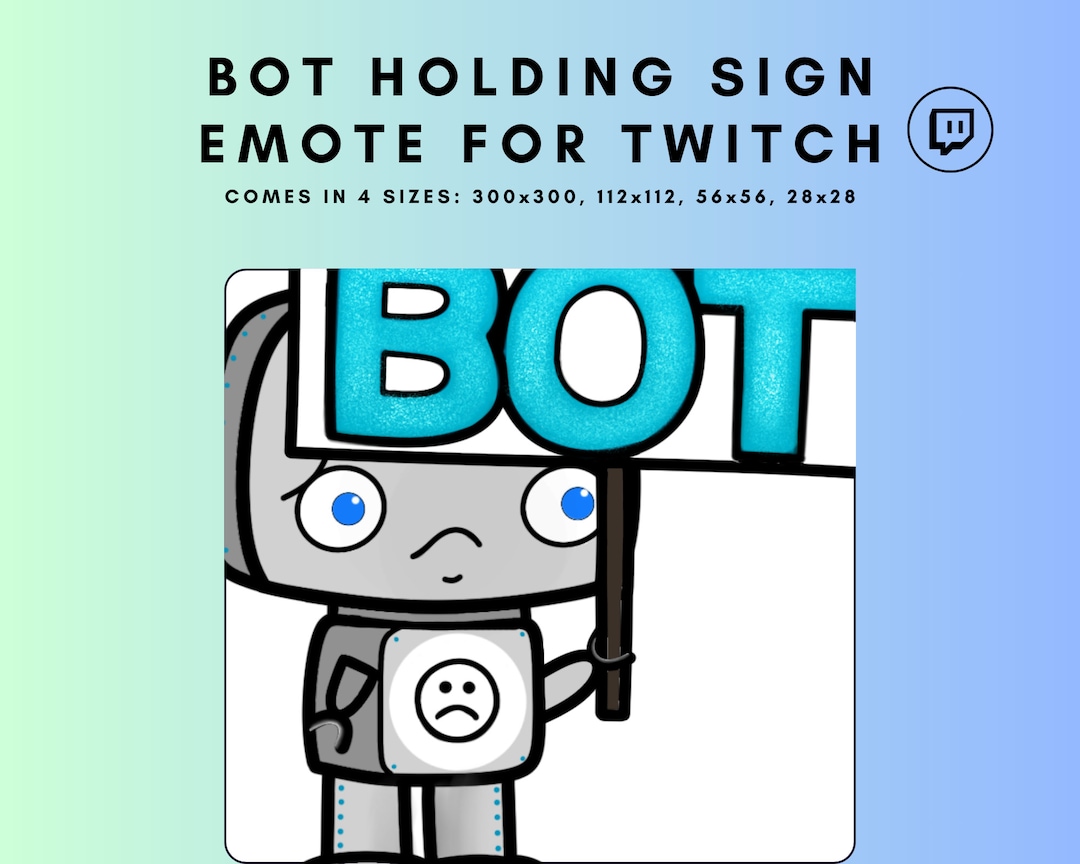 Twitch Emote, Bot, Holding Sign, Sad, for Streamers Instant Download ...