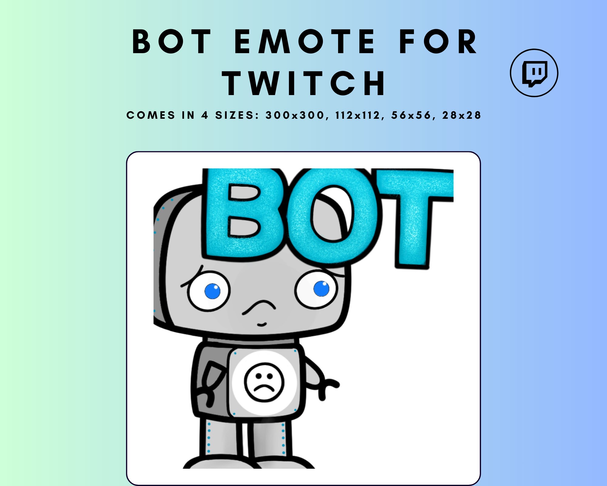 Twitch Emote, Bot, Sad, for Streamers Instant Download / Ready to Use ...