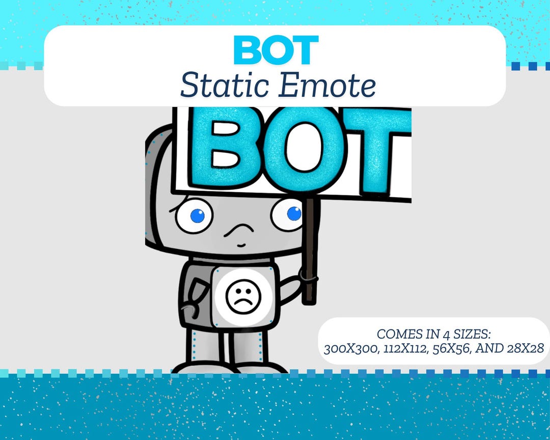 Twitch Emote, Bot, Holding Sign, Sad, for Streamers - Instant Download ...