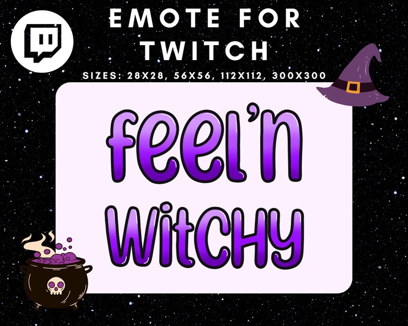 Twitch Emote, Feel'n Witchy Emote for Streamers, Purple, Witch, Instant ...