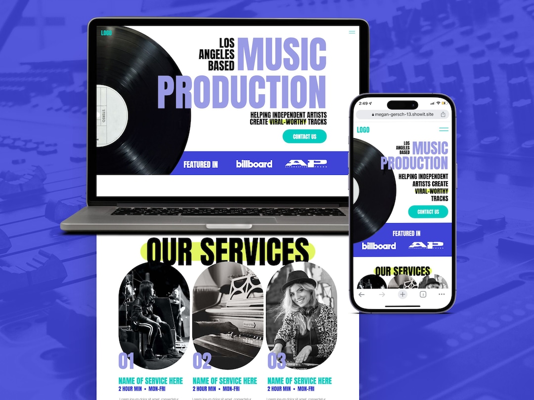 Showit Website Template for Music Producers, Drag and Drop Web Design ...