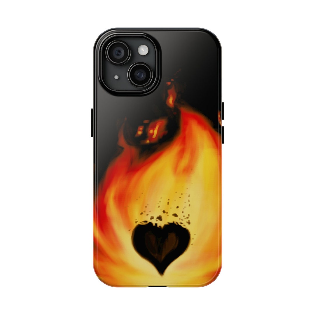 IPhone Case: Flaming Heart Design - Rock Style Blazing Heart, Fire ...