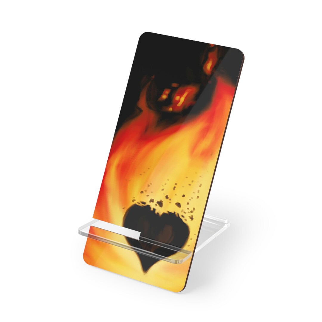 Unique Flaming Heart Cell Phone Stand - Mobile Display Stand for ...