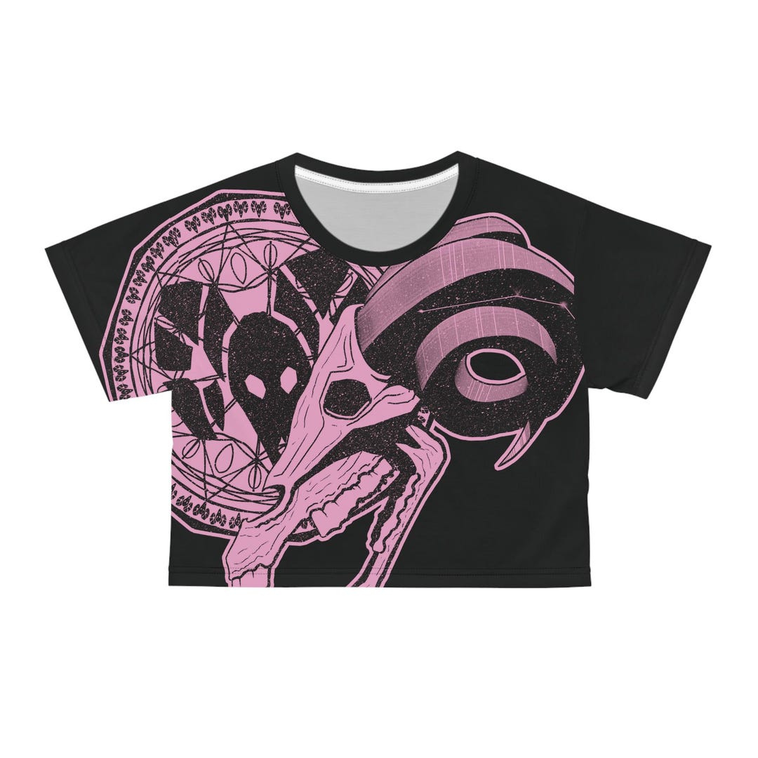 Pink Aries Skull Crop Top: Edgy Emo Goth Fashion - Etsy