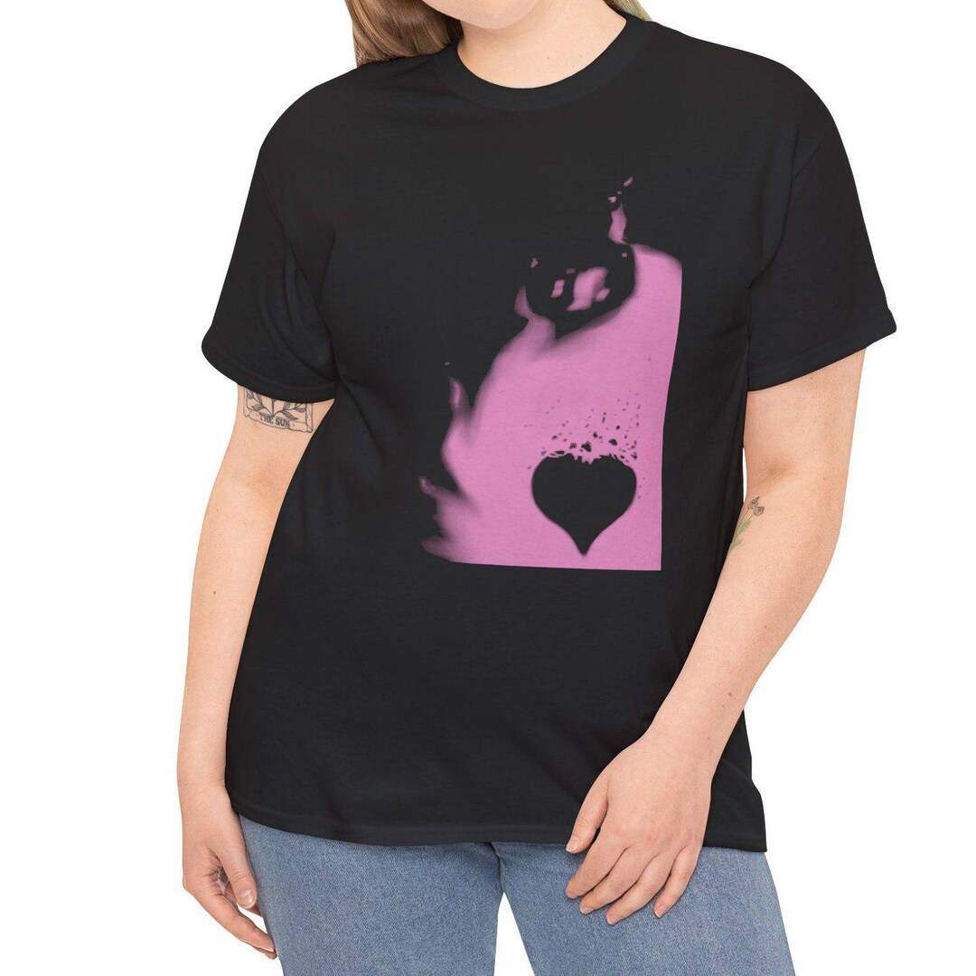 Flaming Heart Shirt, Pink Blazing Tshirt, Fiery T-shirt, Shirt With ...