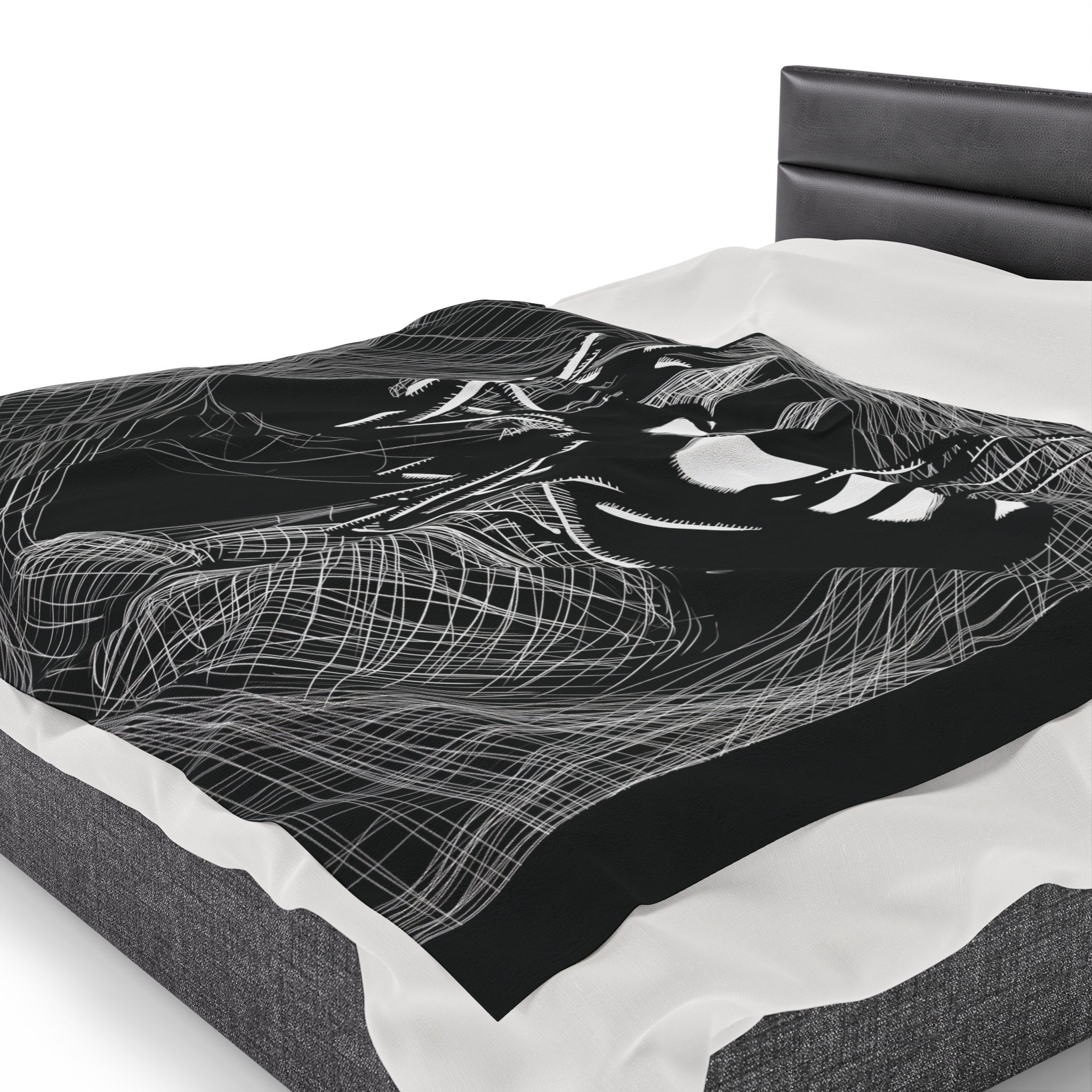 Velveteen Plush Blanket, Black and White Spider Web Blanket, Dark ...