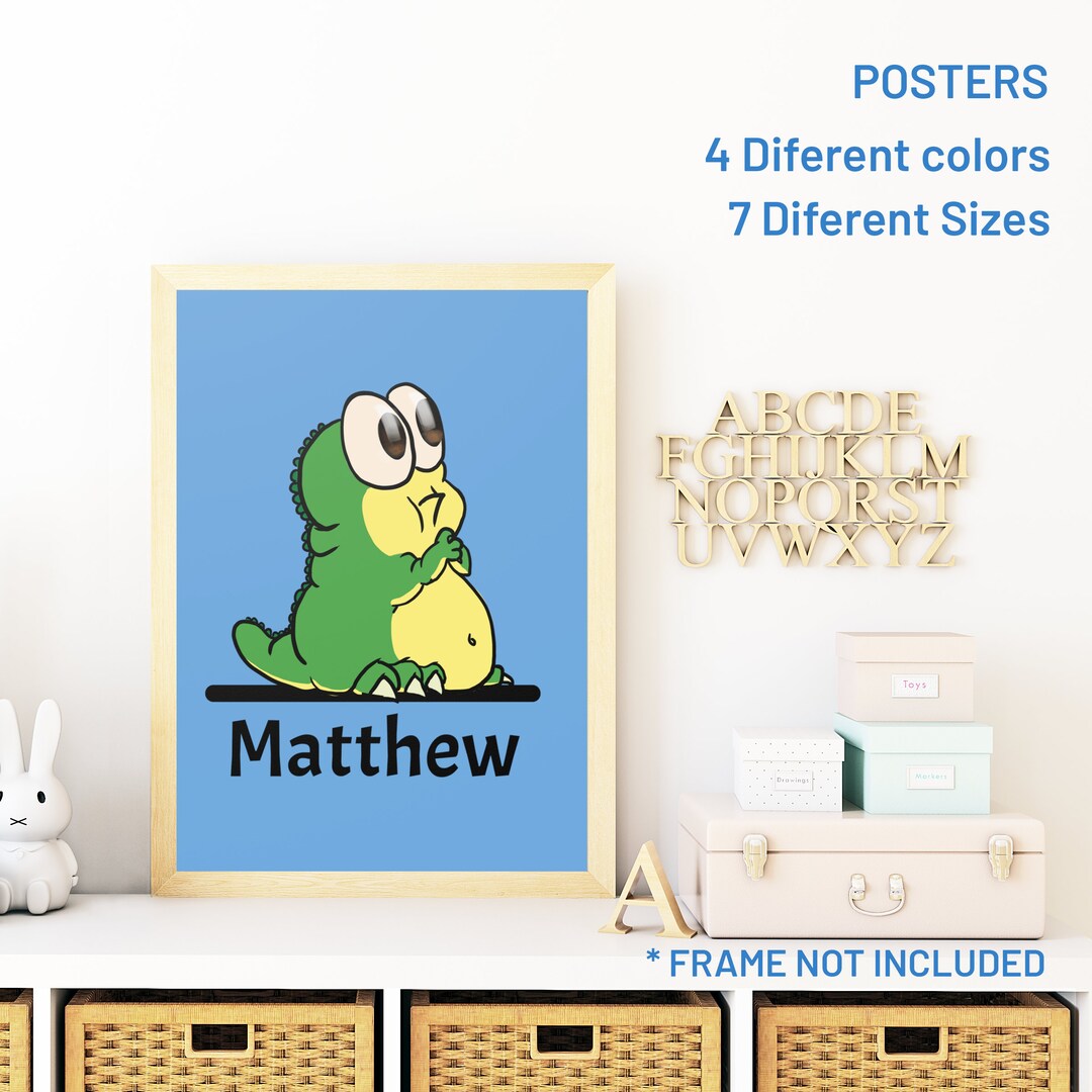 Custom Dino Poster for Kids - Personalized With Name - Fun Bedroom ...