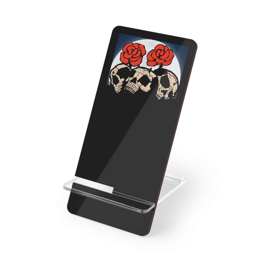 Black Phone Stand: Skulls and Flowers Design - Alternative Tech ...