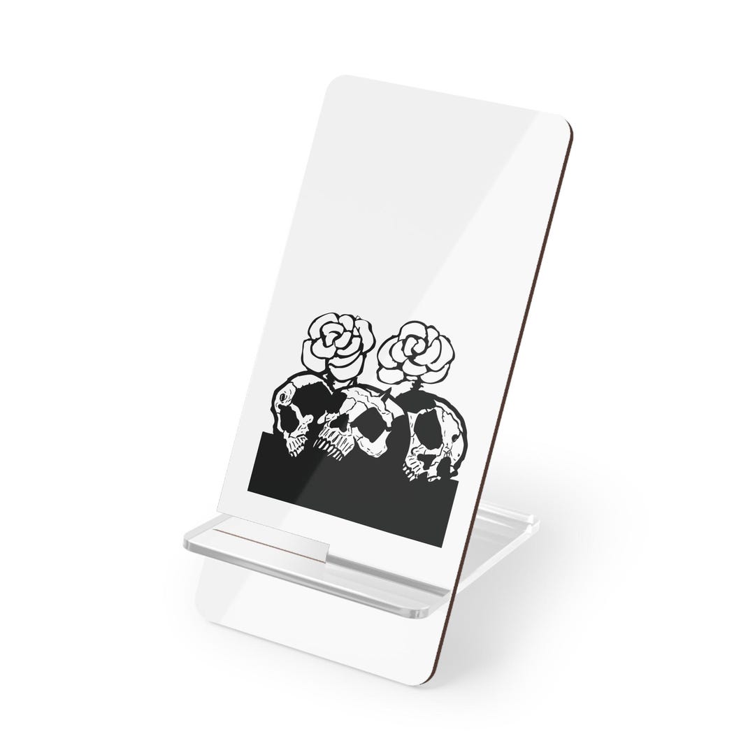 Black Phone Stand: Skulls and Flowers - Alternative Tech Accessory for ...