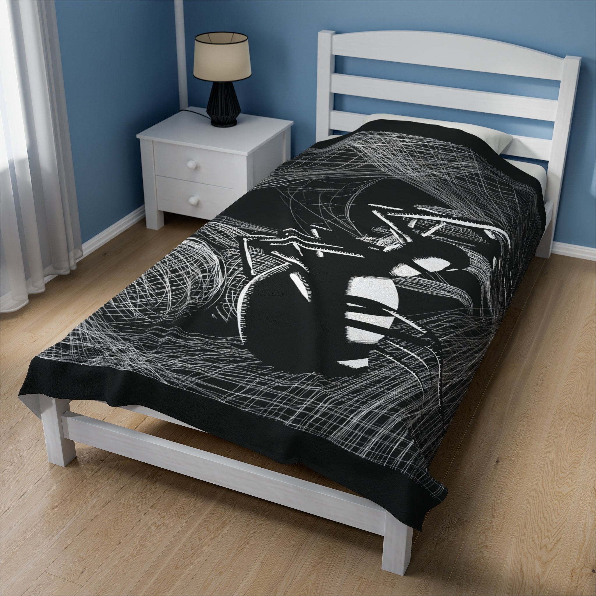 Velveteen Plush Blanket, Black and White Spider Web Blanket, Dark ...
