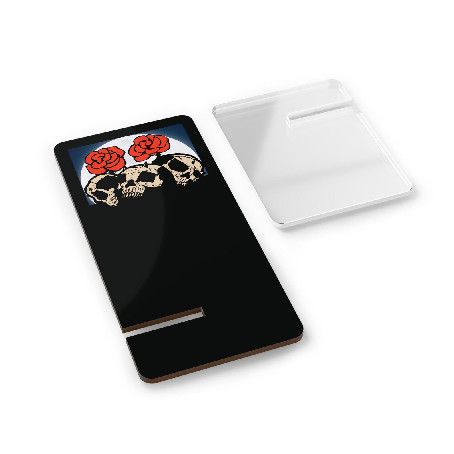 Black Phone Stand: Skulls and Flowers Design - Alternative Tech ...