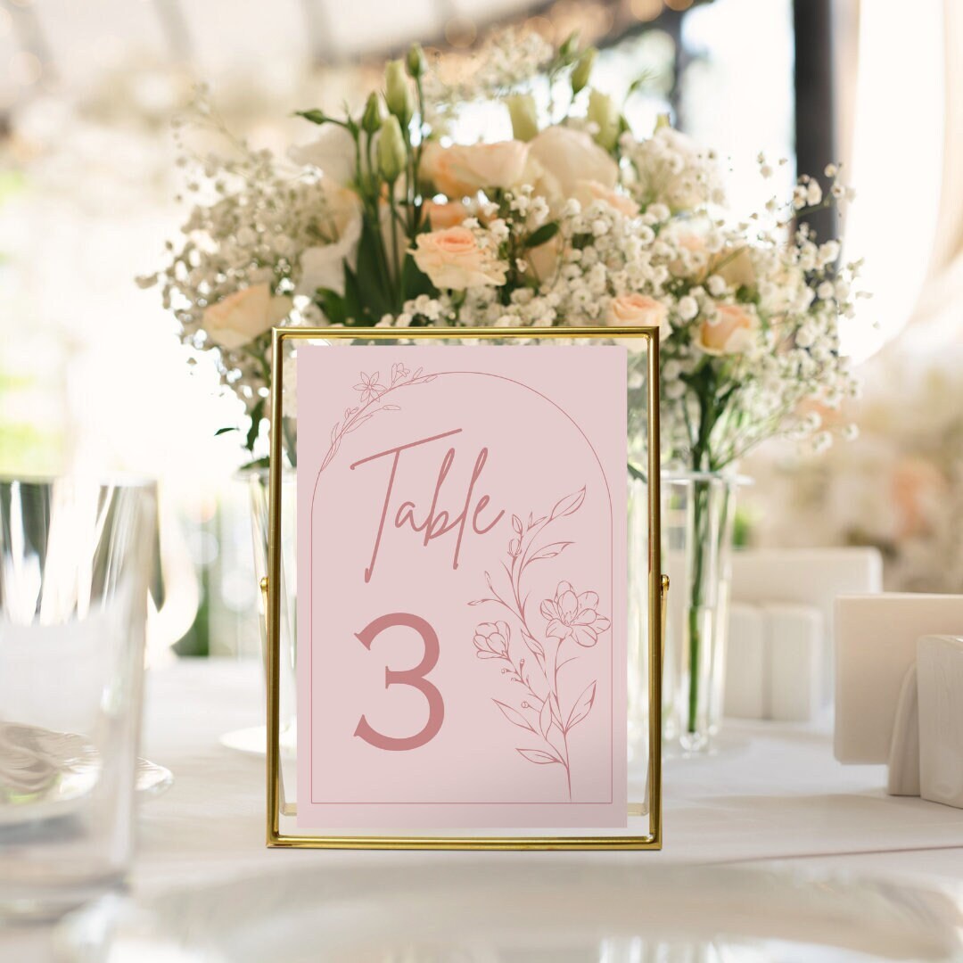 Bridal Shower Table Number Template, Modern Wedding Table Number ...
