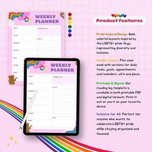 Cute Rainbow Kawaii Pride Weekly Planner Template - Printable Digital ...