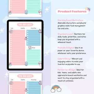 Kawaii To-do List Printable PDF | Cute Task Planner With Adorable ...