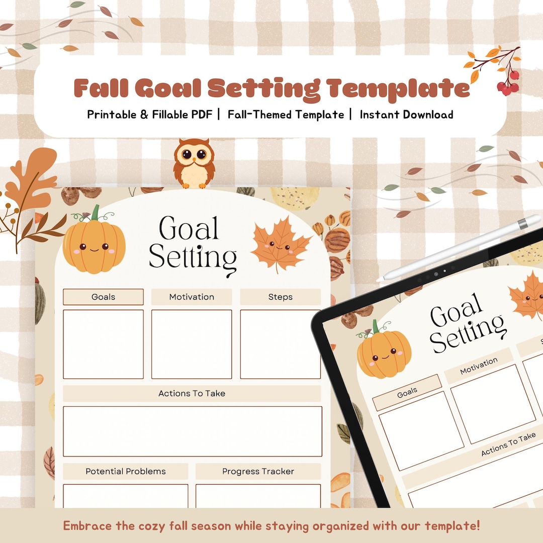 Fall Goal Setting Template | Printable & Fillable Autumn Planner ...
