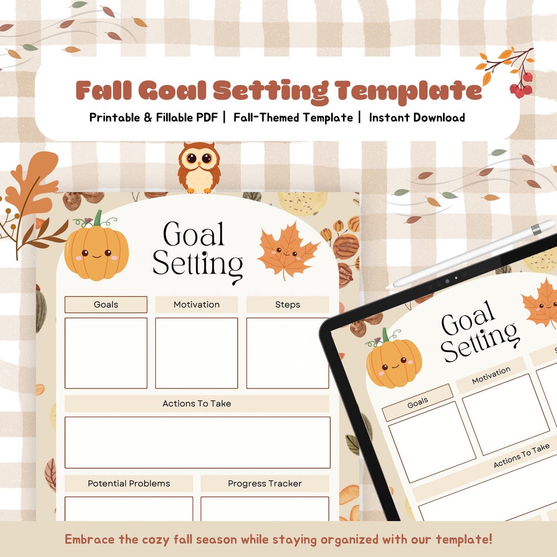 Fall Goal Setting Template | Printable Autumn Planner | Seasonal Goal ...