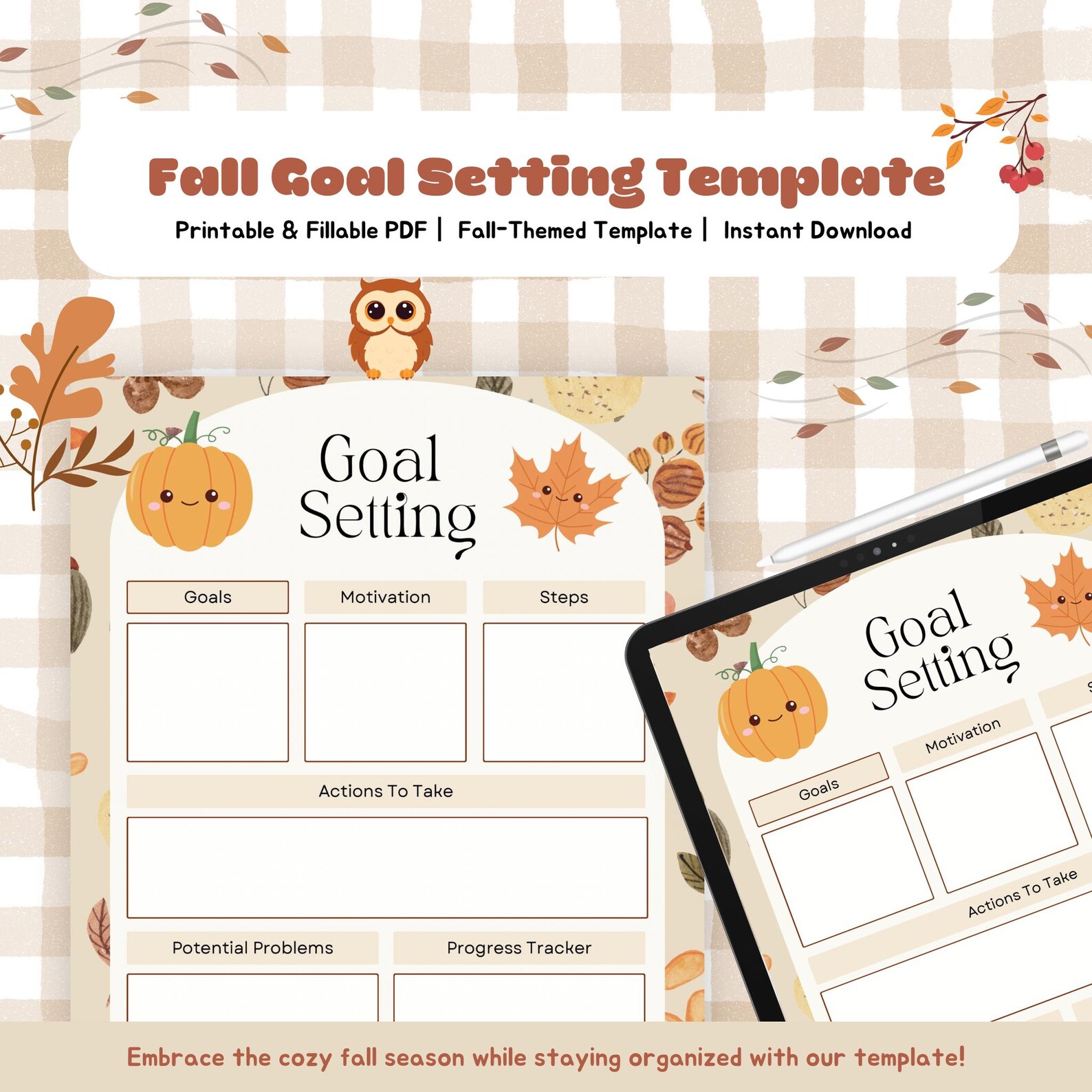 Fall Goal Setting Template | Printable & Fillable Autumn Planner ...
