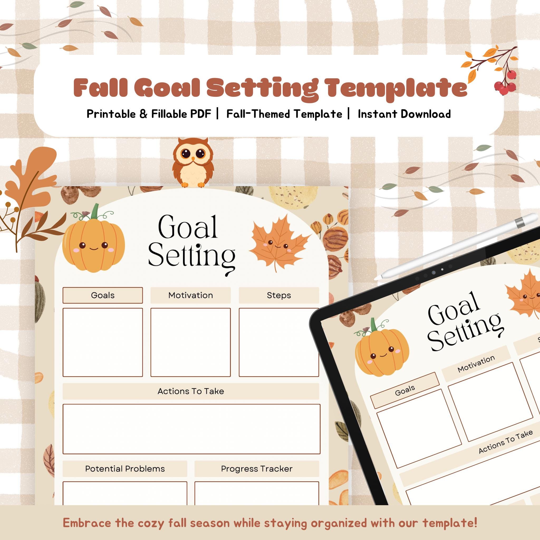 Fall Goal Setting Template | Printable & Fillable Autumn Planner ...