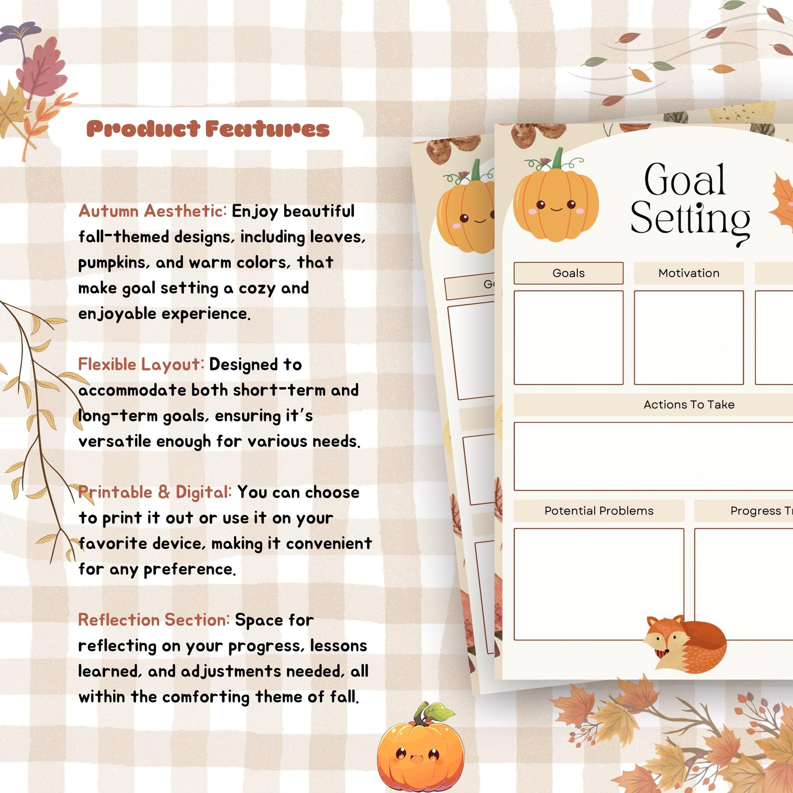 Fall Goal Setting Template | Printable & Fillable Autumn Planner ...