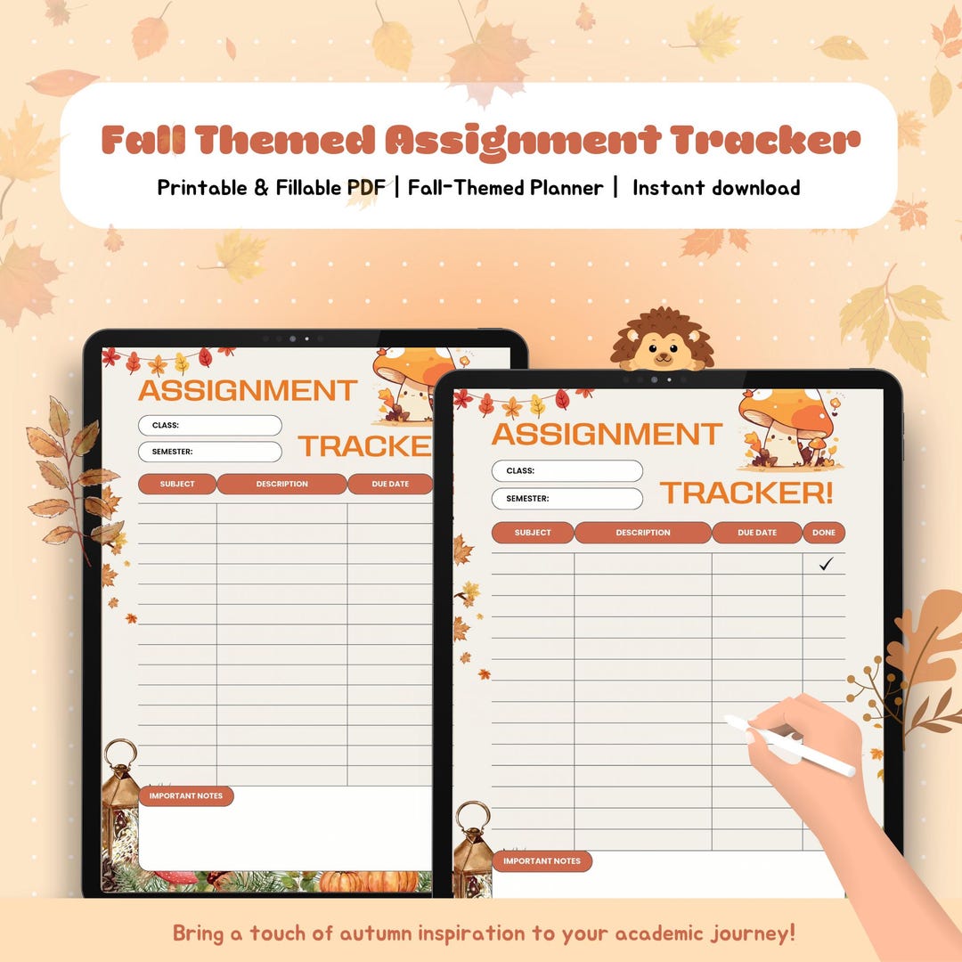 Fall-themed Assignment Tracker | Printable & Fillable PDF | Autumn ...