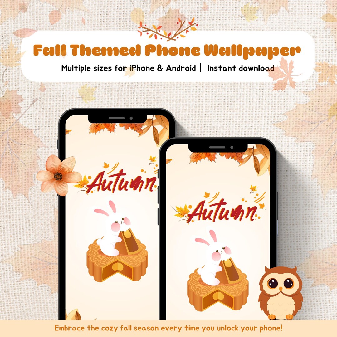 Cozy Fall Bunny Wallpaper | Kawaii Autumn Phone Background | Cute ...