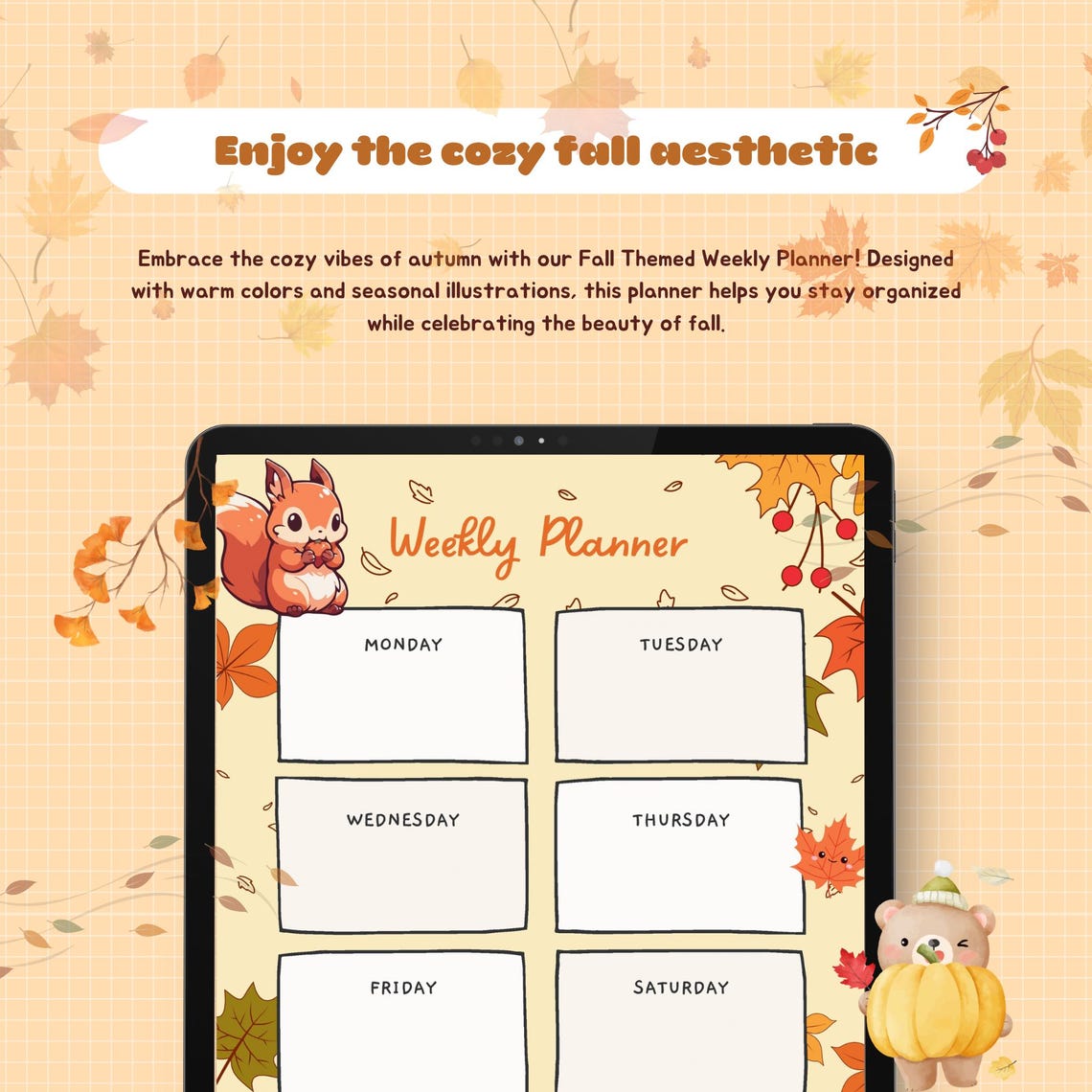 Fall-themed Weekly Planner | Printable PDF | Cute Fall Planner ...