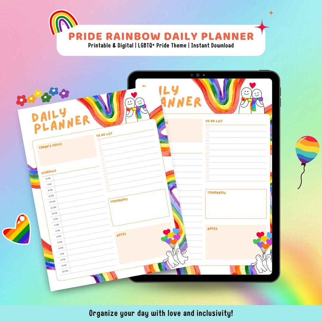 Pride Rainbow Daily Planner PDF | Printable & Digital LGBTQ+ Planner ...