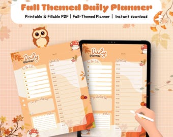 Fall-themed Meal Planner PDF | Printable & Fillable Weekly Meal Plan ...