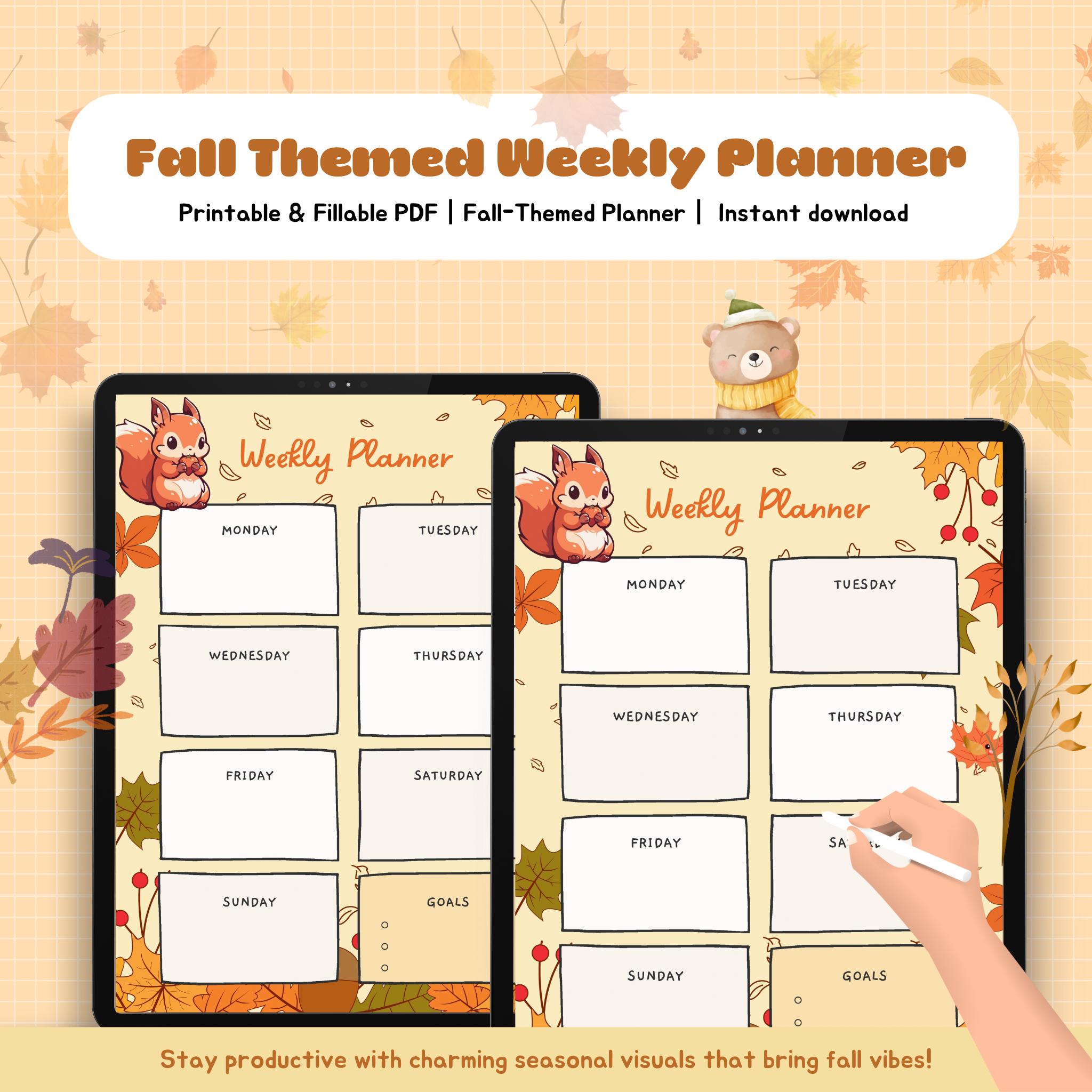 Fall-themed Weekly Planner | Printable PDF | Cute Fall Planner ...