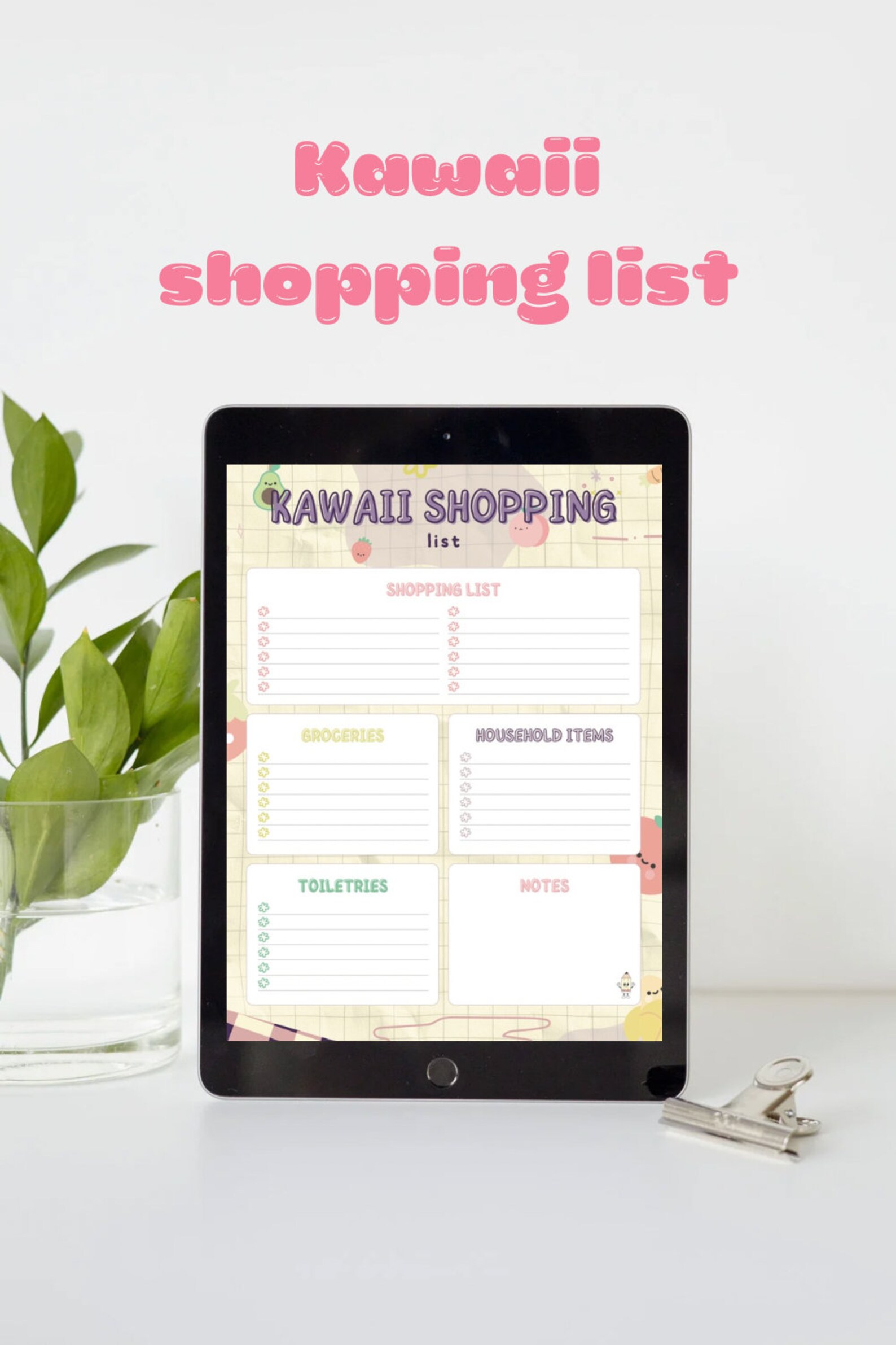 Kawaii Shopping List Printable Cute Grocery List Planner Household ...