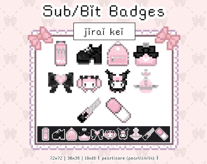Jirai Kei Badge Set Landmine Style Twitch Sub / Bit Badges Channel ...