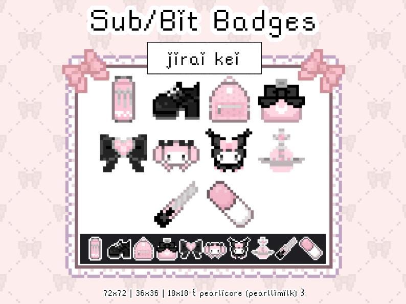 Jirai Kei Badge Set | Landmine Style Twitch Sub / Bit Badges | Channel ...
