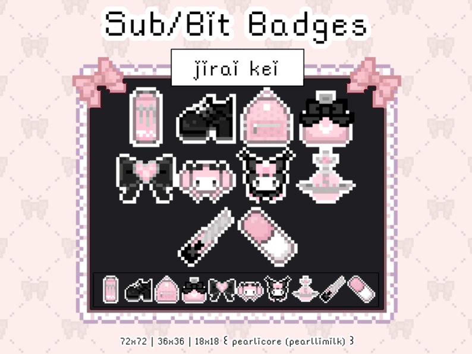 Jirai Kei Badge Set | Landmine Style Twitch Sub / Bit Badges | Channel ...