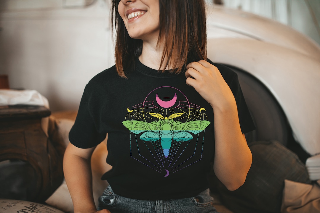Goth Moth Moon Witch T-shirt: Y2K Grunge Witchcraft Top - Etsy