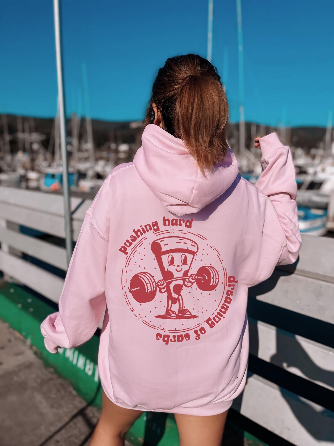 Pizza Gym Workout Hoodie: Funny Retro Design - Etsy