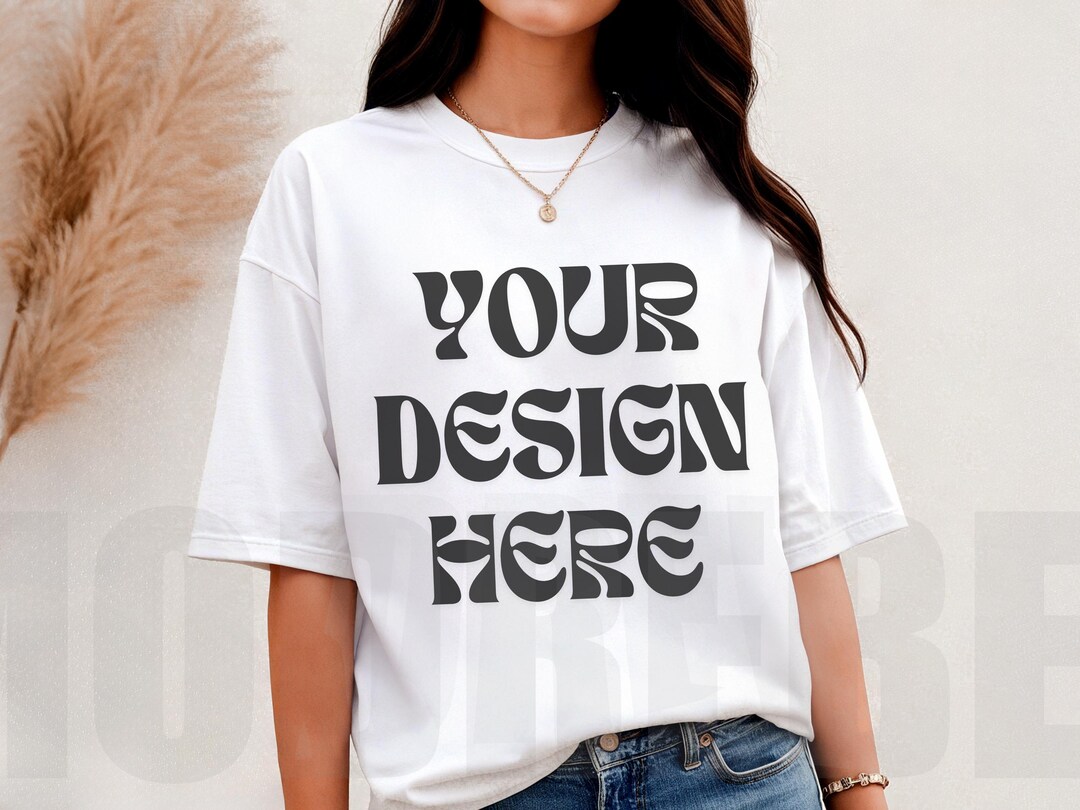 Comfort Colors 1717 White Shirt Mockup, CC 1717 White T-shirt Mock-up 1717 Tee Real Model Boho ...