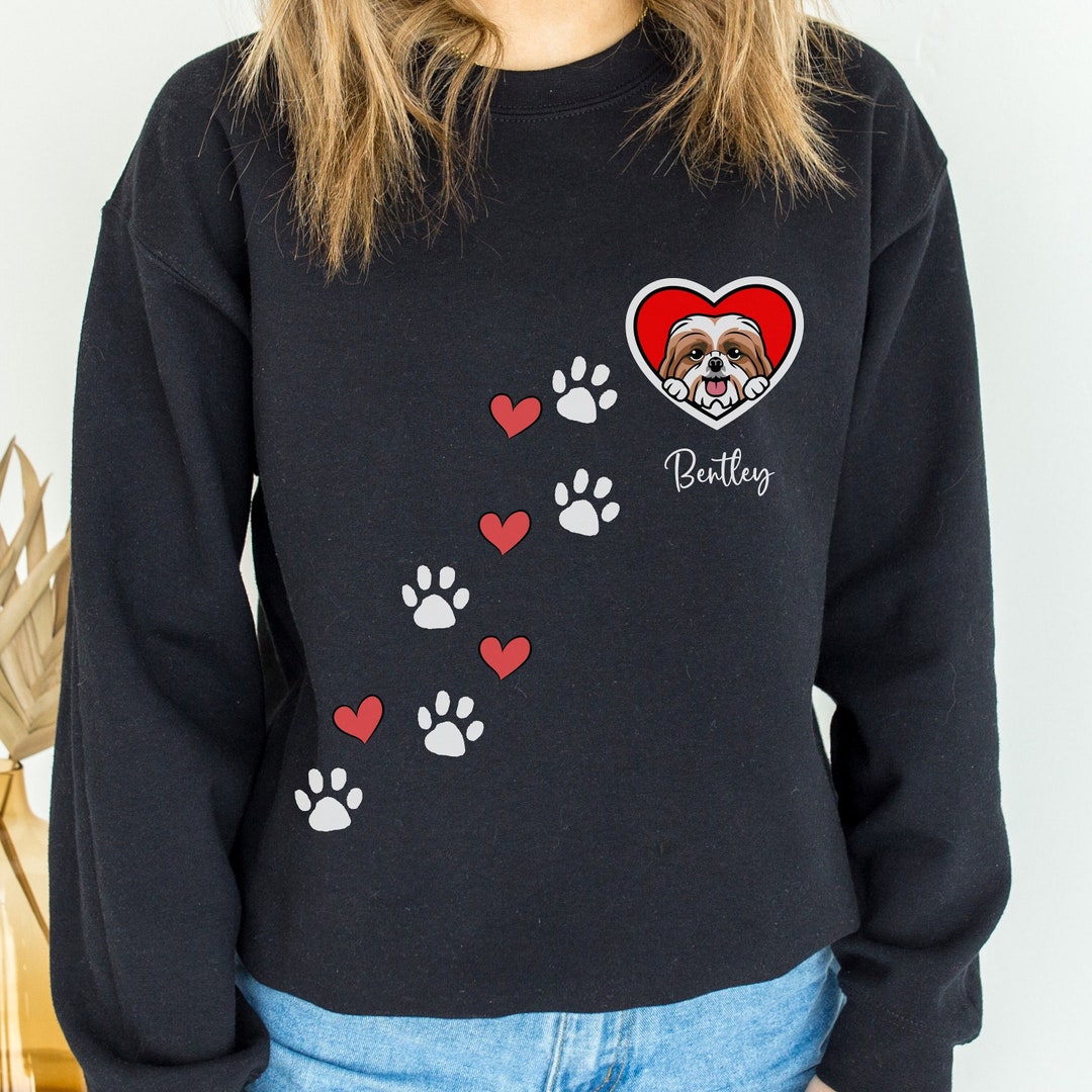 Custom Dog Paw Print Sweatshirt, Dog Paw Print Dog Lover Gift for Her ...