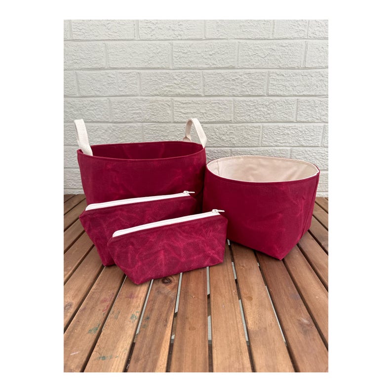 Project Storage, Waxed Canvas, Craft Bin, Basket, Knitting Project Bin ...