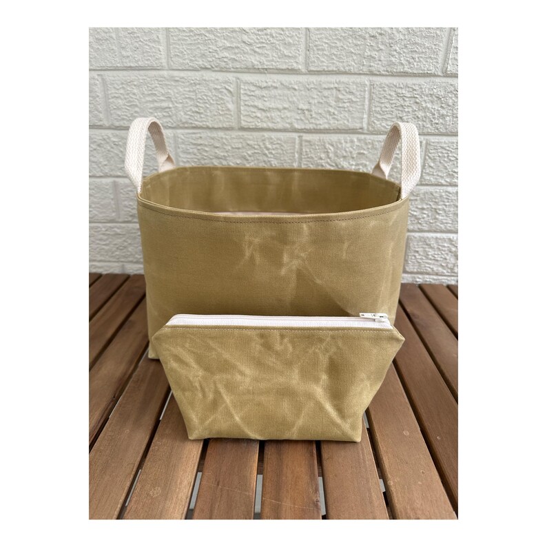 Project Storage, Waxed Canvas, Craft Bin, Basket, Knitting Project Bin ...