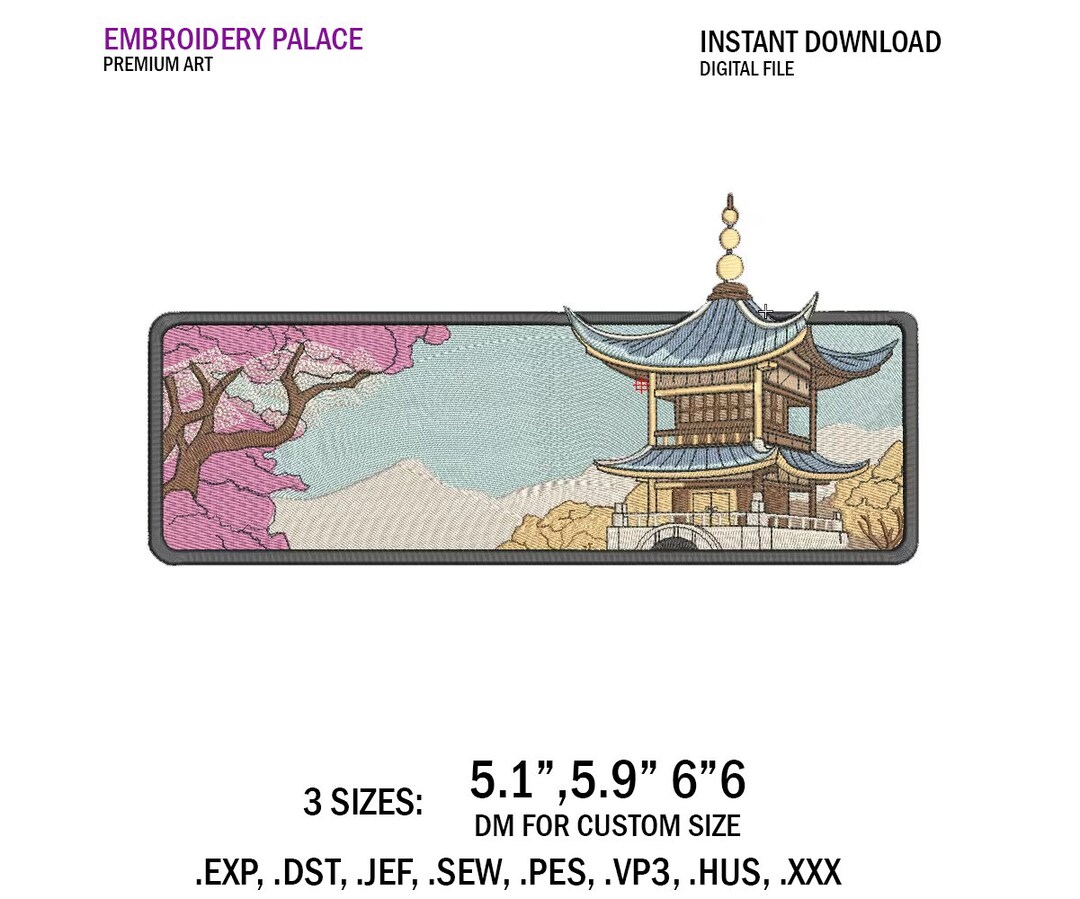 Japanese Temple Home Machine Embroidery Design Digitized - Etsy