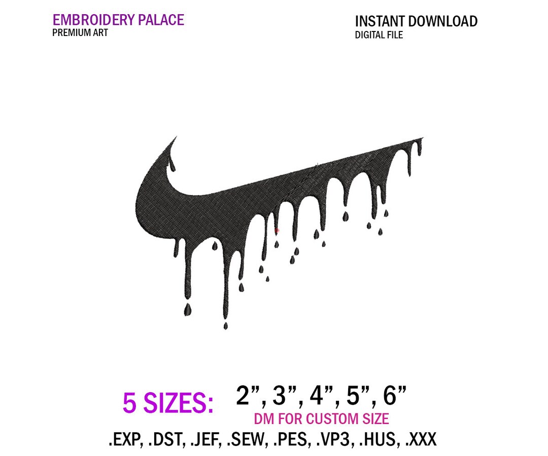 Dripping Melting Swoosh Embroidery Design - Etsy