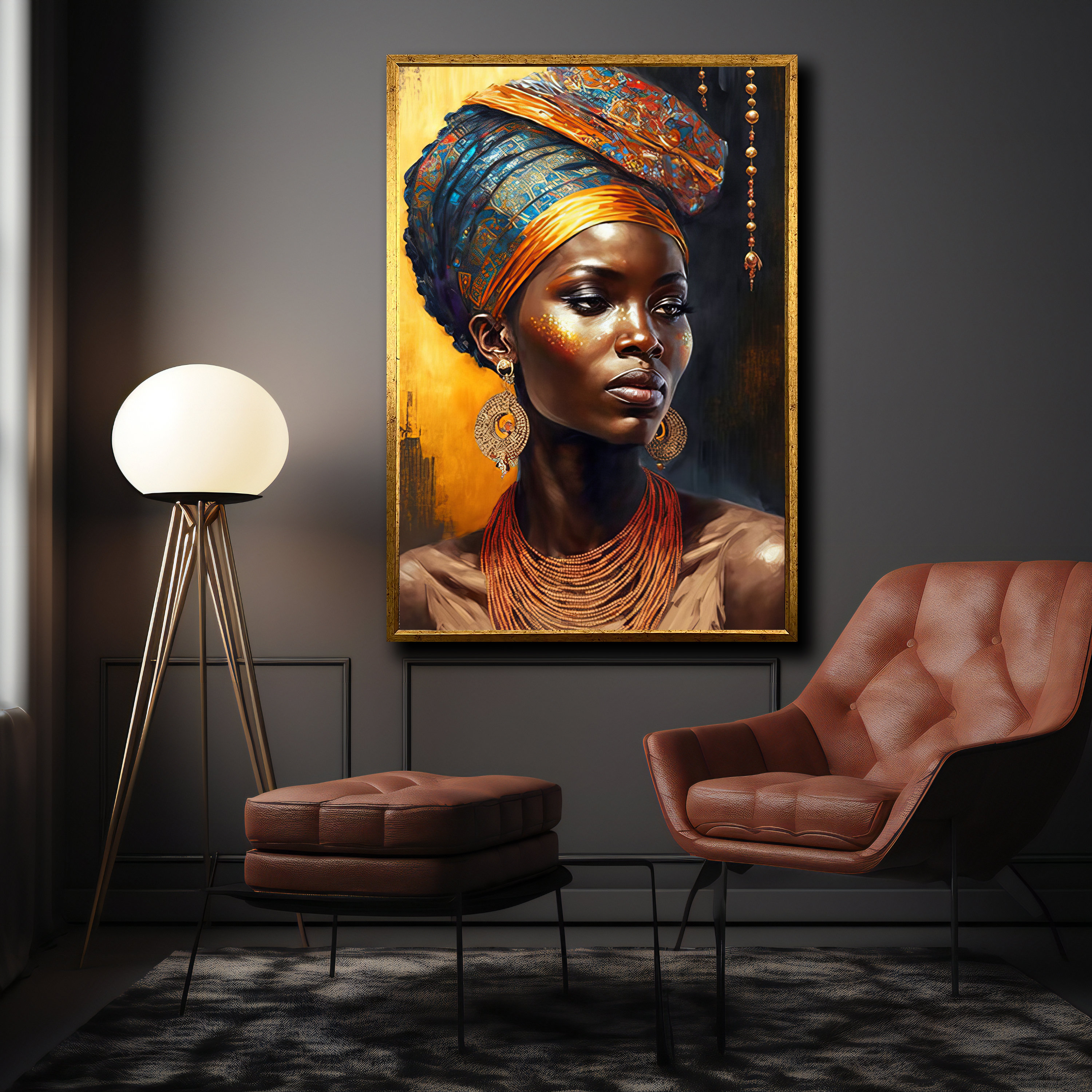 African Woman Canvas Print, African American Home Decor, Black Woman Makeup Artwork, African ...