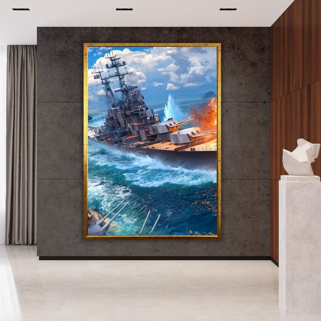 Warship Art Print Naval Ship Canvas Print Nautical Home - Etsy