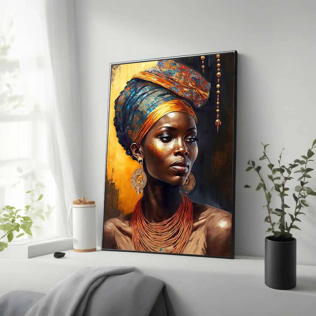 African Woman Canvas Print, African American Home Decor, Black Woman Makeup Artwork, African ...