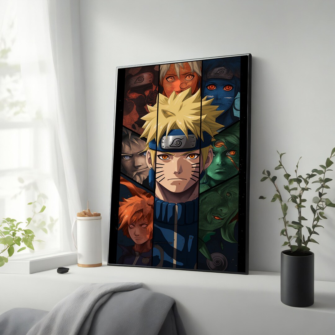Naruto Uzumaki Wall Decor, Canvas Framed Print, Anime Manga Cartoon Art ...