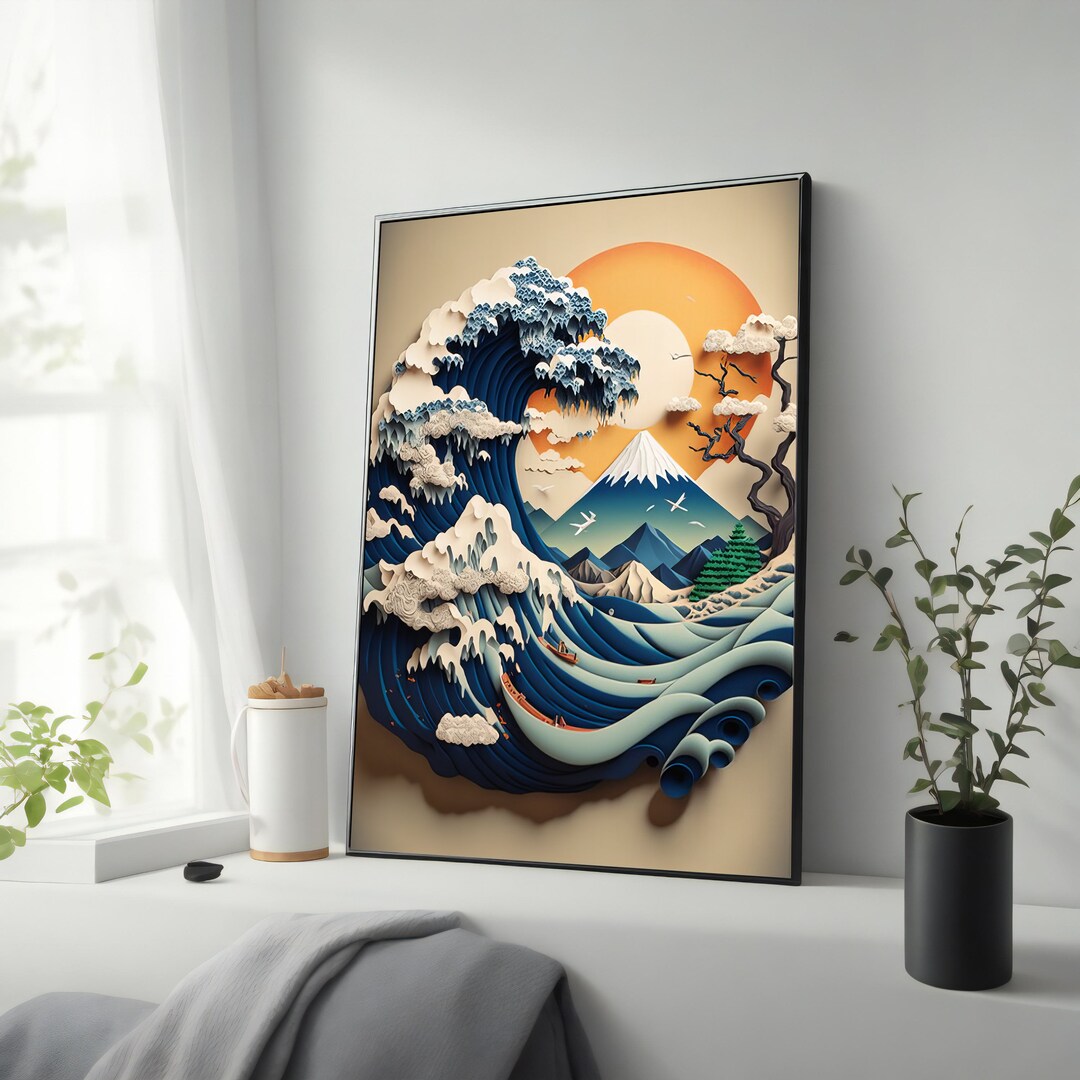 The Great Wave off Kanagawa Canvas Print Wall Art, Japanese Ocean Print ...