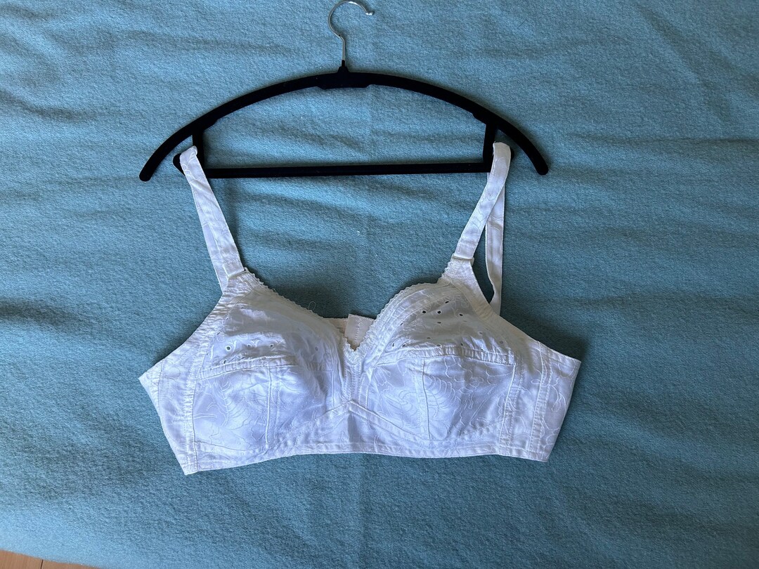 Bralette Bra Brassiere Vintage Underwear Size 38C ( 85C) Cotton Satin ...
