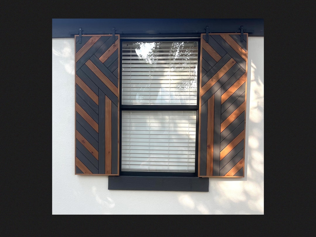 Modern Barn Door Window Shutters, Farmhouse Window Shutters, Modern Shutters, Mid Century Modern ...