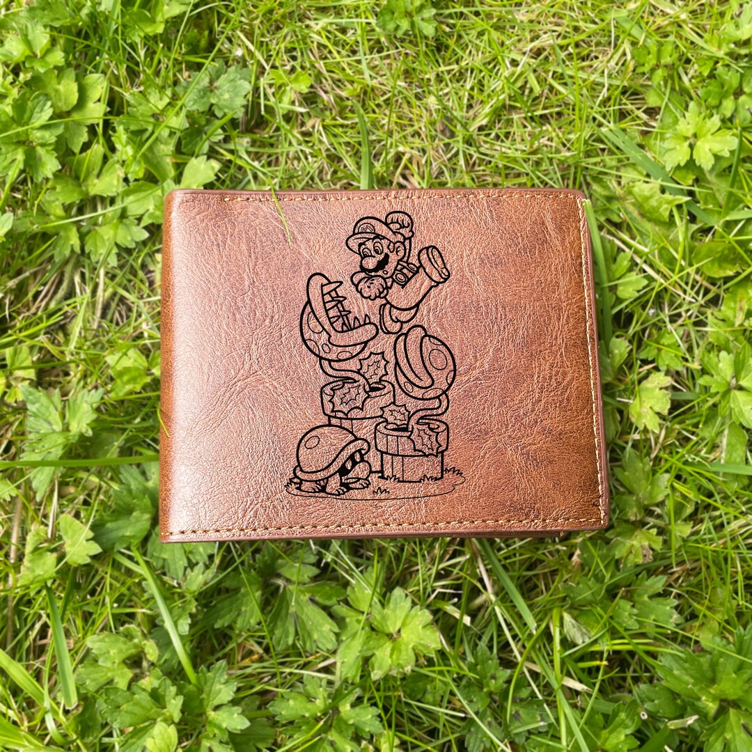 Mario Luigi Custom Leather Wallet Mario Smash Bros Gift Idea ...